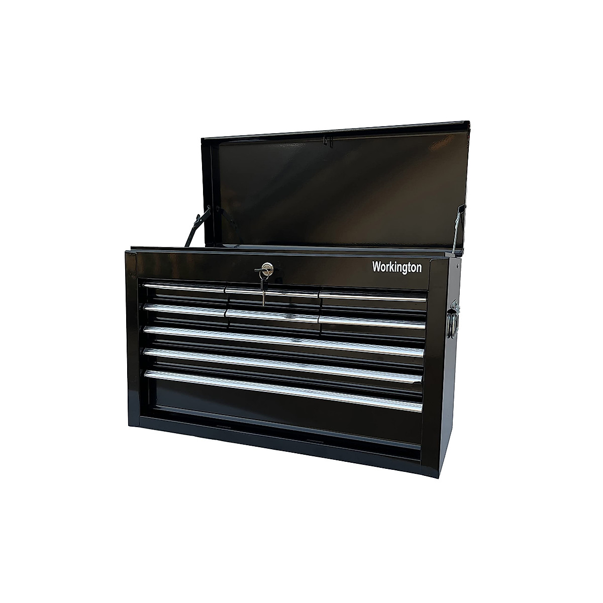 Workington Portable Metal Tool Chest with 9 Drawers, 24" 9-Drawer Tool Chest Cabinet with Ball Bearing Drawer Slides, Steel Tool Storage Box Organizer 4006 Black