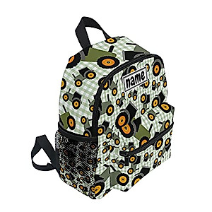 Glaphy Custom Kid's Name Backpack, Farm Tractor Cars Toddler Backpack for Daycare Travel Personalized Name Preschool Bookbag for Boys Girls