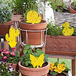 Gideal 12-Pack Dual-Sided Yellow Sticky Traps for Indoor/Outdoor Use, Gnat Trap for Flying Plant Insect Such as Fungus Gnats, Whiteflies, Aphids, Fruit Fly, Leafminers, etc - Cute Shapes