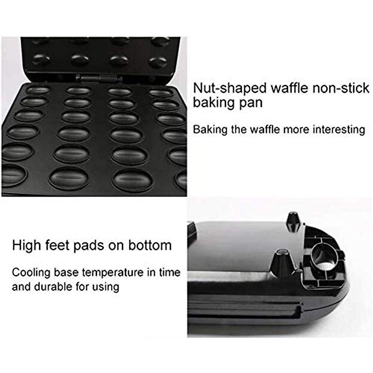 zaizai Electric Walnut Cake Maker, Automatic Mini Nut Waffle Bread Machine Sandwich Iron,Toaster Baking Breakfast Pan Oven