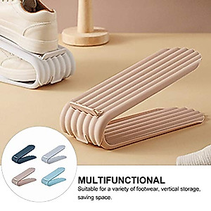 Cabilock Shoe Shelf Shoe Shelf Shoe Hanger 4pcs Shoe Slots Organizer Adjustable Shoe Stacker Space Saver Shoe Rack Holder for Closet Organization (Random Color) Shoe Holders Shoe Cabinet Shoe Cabinet
