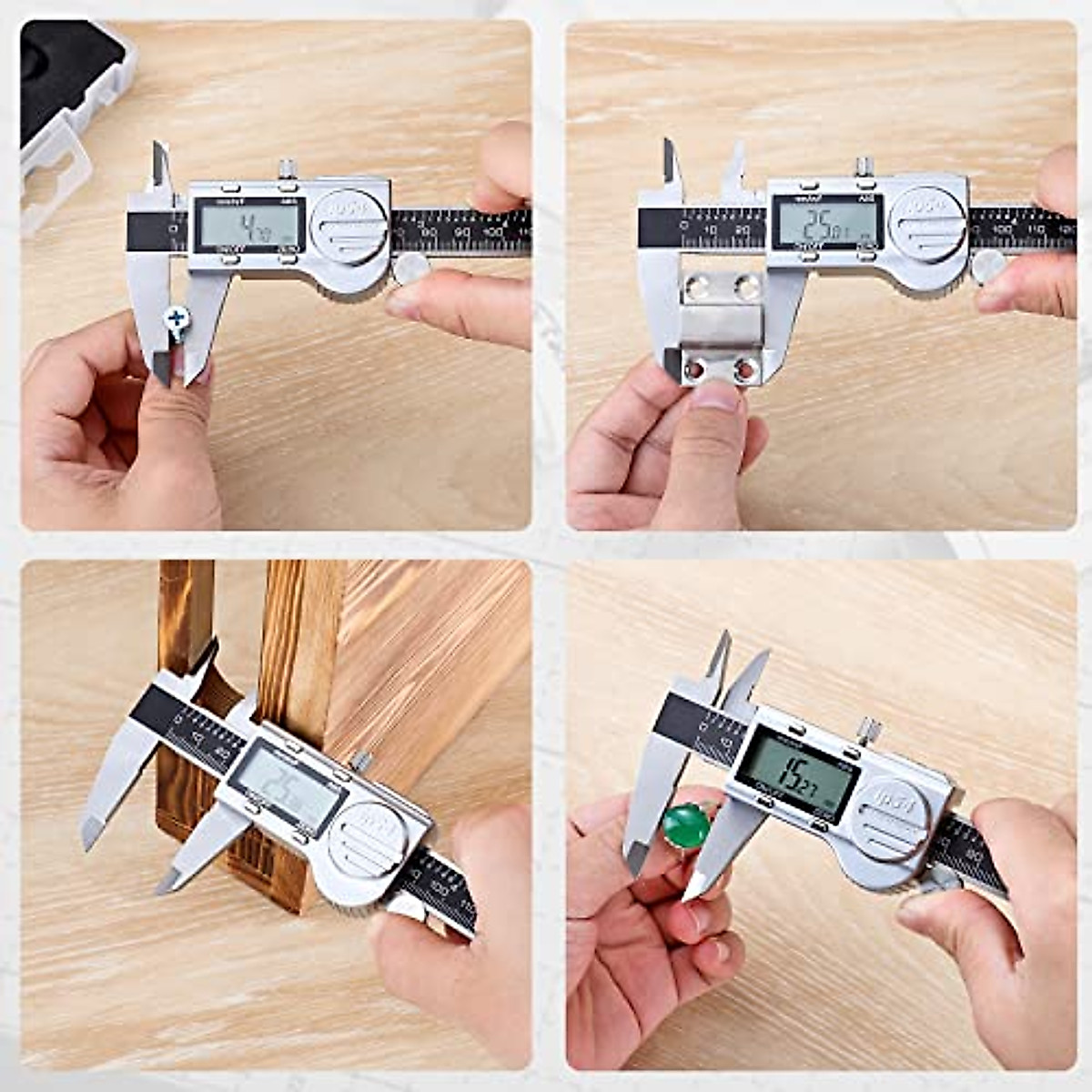 Raynesys Digital Caliper with Absolute Value Function 0-6" Inch/MM/Fraction Conversion, Stainless Steel Electronic Diameter Measuring Tool with Large LCD Screen, IP54 Waterproof Protection, Auto-Off