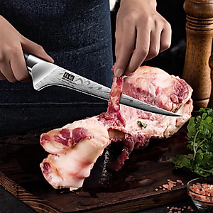 SHAN ZU Fillet Knife 7 Inch, Powder Steel Boning Knife High Carbon Japanese Filleting Knife, Ultra Sharp Deboning Knife for Meat Cutting, Fish Knife with Ergonomic Pakkawood Handle