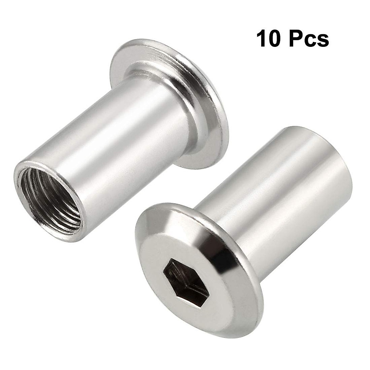 uxcell M10x21mm Hex Socket Head Insert Nut Screw Post Sleeve Nut for Furniture 10pcs