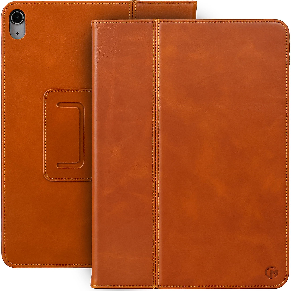 Casemade Real Leather Case Compatible with iPad 10.9” 10th Gen (2022) - Full-Grain Leather Cover, Auto Sleep/Wake, Dual Stand Position (Tan)