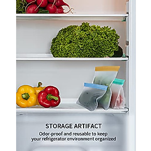 Reusable Food Storage Bags - Axbima 8 PACK PEVA Reusable Freezer Bags for Sandwich - Stand-up Reusable Snack Zip lock bags for Home/Travel Meat Fruit Vegetables Cereal Nuts (Multicolored)