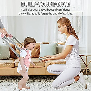 Huifen Baby Walker for Girls, Adjustable Baby Walking Harness with Detachable Crotch Handheld Baby Walker Helper Learn to Walk （9-24 Month) (Pink)