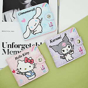 Kawaii White Dog Wallet with A Phone Charm, ID Card Holder Purse Pouch with Buckle, PU Wallet Durable Card Holder Credit Card Holder Money Bag for Students Teens Girls Boys