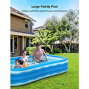 Inflatable Swimming Pool, Family Swimming Pool Rectangular for Adults, Family, Above Ground, Backyard, Outdoor, Garden, Lawn, 118 x 72.5 x 20 in, Blue (SF099)