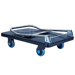Generic Handling Vehicle Flatbed Truck Folding Platform Truck Heavy Aluminum Duty Moving Platform Cart and Dolly Push Cart Collapsable Hand Cart for Warehouse, 72X46CM, Black