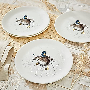 Portmeirion Royal Worcester Wrendale Designs Coupe Plate | 8 Inch | A Waddle And A Quack Duck Motif | Small Plate for Salad, Appetizers, or Dessert | Made of Fine Bone China | Dishwasher Safe