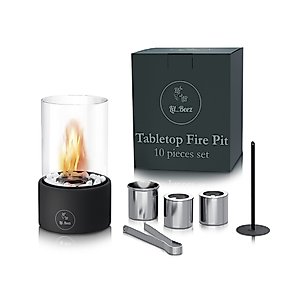 LIL_BEEZ Tabletop Fire Pit - Stainless Steel Portable Fire Pit - Crack-Resistant Small Indoor Table Firepit - Mini Fireplace with Borosilicate Glass