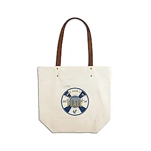 Cape Cod, Massachusetts, Cape Cod is My Happy Place, Contour (Canvas Deluxe Tote Bag, Faux Leather Handles & Zip Pocket)