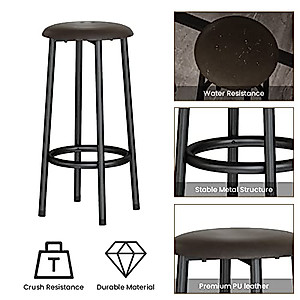 AWQM Bar Table Set of 2,39.3" Faux Marble Table Top,PU Leather Stools,3 Piece Pub Height Table Set,Breakfast Nook Dining Table Set with 2 Round Stools,Ideal for Living Room,Kitchen,Bar,White