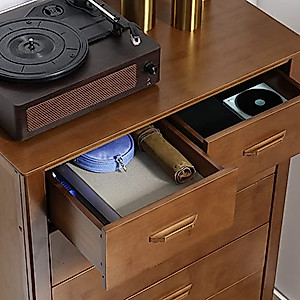 HOMCOM Tall Dresser for Bedroom, 7 Drawer Dresser, Chest of Drawers with Bamboo Frame, Brown