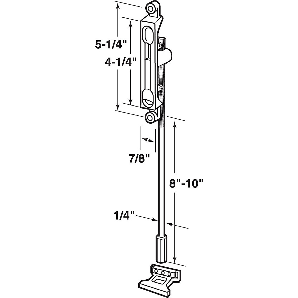 Prime-Line J 4516 Aluminum Diecast, Flush Mount Extension Bolt (Single Pack)