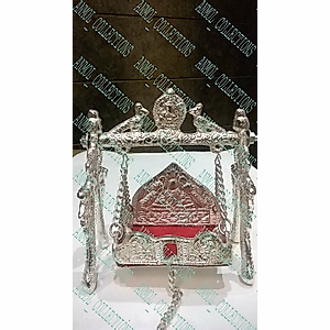 PLANET 007 Laddu Gopal KANHAYA JHULA in Silver Metal for Thakur Ji Home Mandir Janamashtami