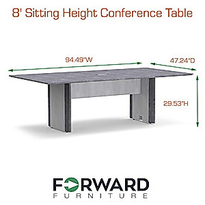 Forward Furniture 8' Conference Table - Commercial Grade - Office Table Seats 8-1 Wire Grommet - Stain, Scratch, Heat Resistant Top - Two Tone Stormy Gray/Ashwood White