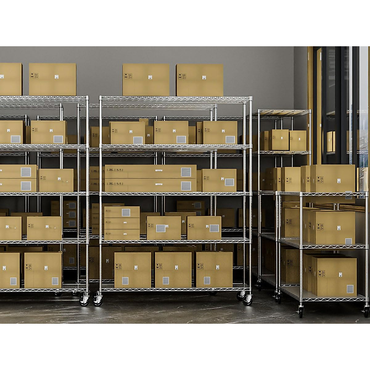 5 Tier NSF Wire Shelf Shelving Unit, 24 x 60 x 82 Inch 7500lbs Capacity Heavy Duty Adjustable Storage Metal Rack with Wheels/Leveling Feet & Shelf Liners, Ideal for Garage, Kitchen, and More - Chrome