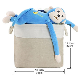 LANDBEAUTY 3 Pack Open Home Storage Bins Fabric Cloth Storage Baskets Collapsible Square Baskets Organization Bins 13 Inch Large Cube Storage Bin for Organizing Shelves/Closet (Beige 3 Pack)