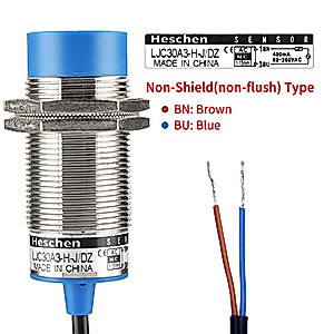 Heschen M30 Capacitive Proximity Sensor Switch Non-Shield Type LJC30A3-H-J/DZ Detection 1-15mm 90-250VAC 400mA Normally Closed (NC) 2 Wires