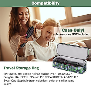 SITHON Double-Layer Travel Carrying Case for Shark FlexStyle/SmoothStyle, Water Resistant Storage Organizer Bag for Airwrap Styler, Also for Revlon One-Step Hair Dryer (Bag Only) (Blue Floral)