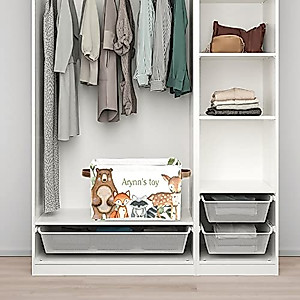 Joyestore Floral Forest Animal Bear Deer Personalized Storage Bins ,Baskets Cubes Organizer with Handle for Shelves Closet Nursery Toy 1 Pack