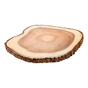 Restaurantware 9 Inch x 9 Inch Acacia Serving Board 1 Round Wood Platter With Bark - Varnished With Bark Edges Small Natural Acacia Rustic Chopping Board For Meats And Cheeses