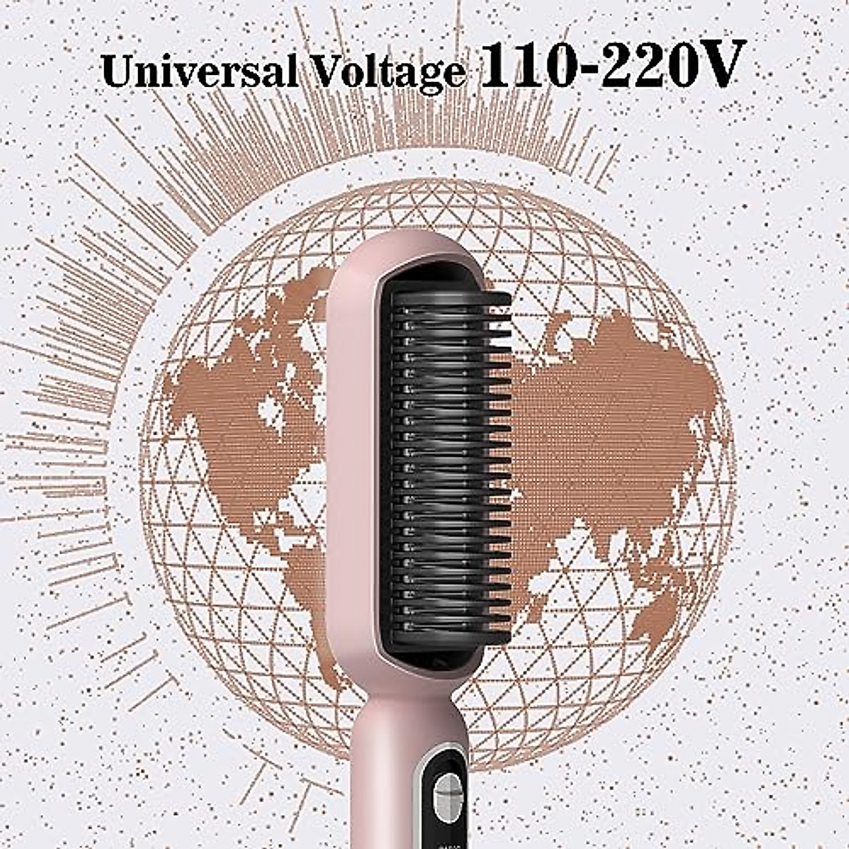 2023 Upgraded Hair Straightener Brush - Professional Ionic Hair Straightener Comb for Women, Hair Care & Ease Frizz, Anti-Scald, 5 Temp Settings for Home,Travel & Salon (Pink)