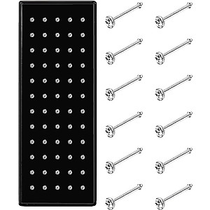 Jstyle 60 Pcs Hypoallergenic Stainless Steel Nose Studs for Women Men Sparkly CZ Small Nose Studs Rings Piercing Body Jewelry 1.5mm