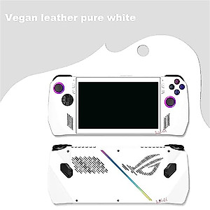 for ROG Ally Handheld Skin Stickers Protective Film, Leather Made Anti Fingerprint Scratch Resistant Cover for ROG Ally Gamings Handheld Accessories (Vegan Leather Pure White)