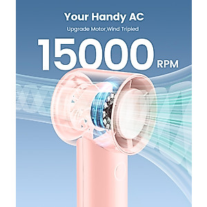 2024 Upgrade High-Speed（15,000 RPM） Portable Handheld Turbo Fan 6000mAh Personal Mini Fan, 4 Speeds USB Rechargeable Powerful Desk Fan for Men Women Kids Gifts, Travel Outdoor Home Essential