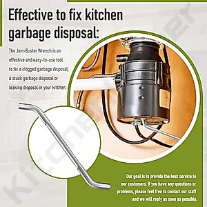 Garbage Disposal WRN-00 Jam-Buster Wrench tool, Compatible with InSinkErator Garbage Disposal, Repair/Fix Garbage Disposal, Unclog Kitchen Sink, Silver