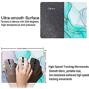 Armanza Mouse Pad, Cyan Blue Marble Mouse Pad, Washable Square Cloth Mousepad for Office Laptop, Non-Slip Rubber Base Mouse Pads for Wireless Mouse, Computer Mouse Pads for Desk