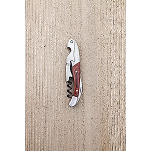 Twine Country Home Double Hinged Wood Corkscrew, Rosewood Inlay Wine Key, Bar Tool, Wine Opener, 4.75"