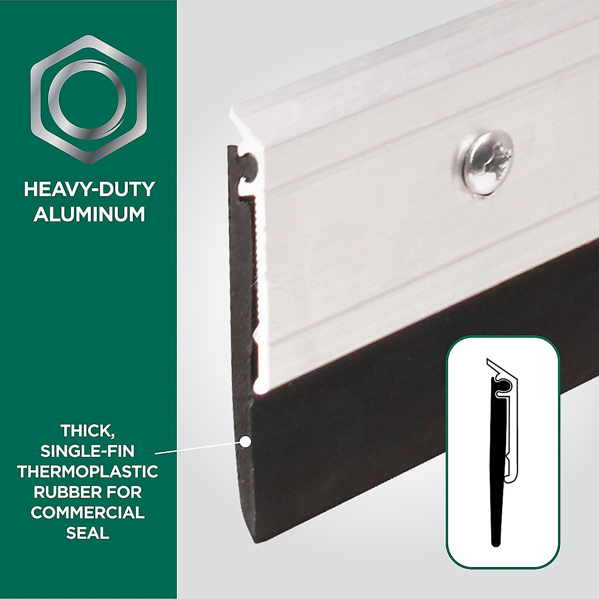 M-D Building Products 69604 1-1/4-Inch EPDM - 48-Inch DB006 Commercial Grade Door Sweep, Mill