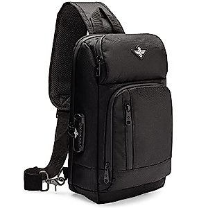 Erozul Equinox Sling Backpack Anti Theft Combination Lock Chest Shoulder Bag Waterproof Crossbody Casual Daypack (Black)