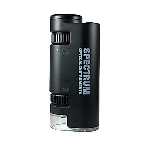 Spectrum Optical Instruments EasyMicro 60x-120x LED Lighted Zoom Microscope (Black) - 2X Sample Slices and Protective Bag SOIEM60120