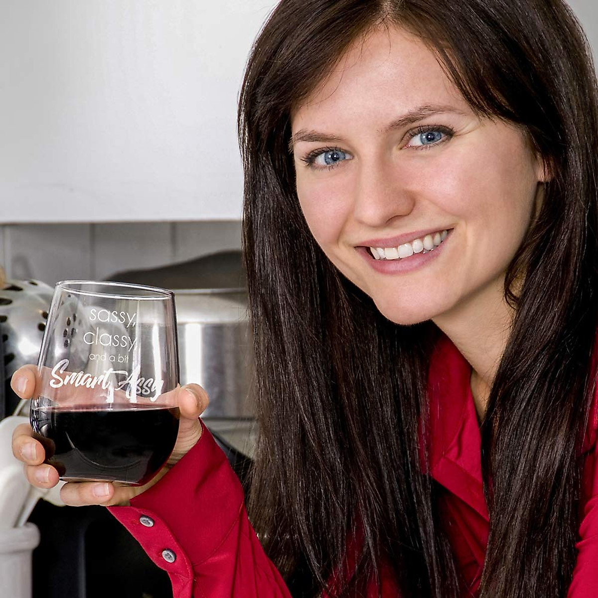 Funny Stemless Wine Glass 17oz with Funny Saying for Women. For the Sassy Classy and Smart Assy woman and best friend. Includes a Complimentary Food Vino Pairing Card