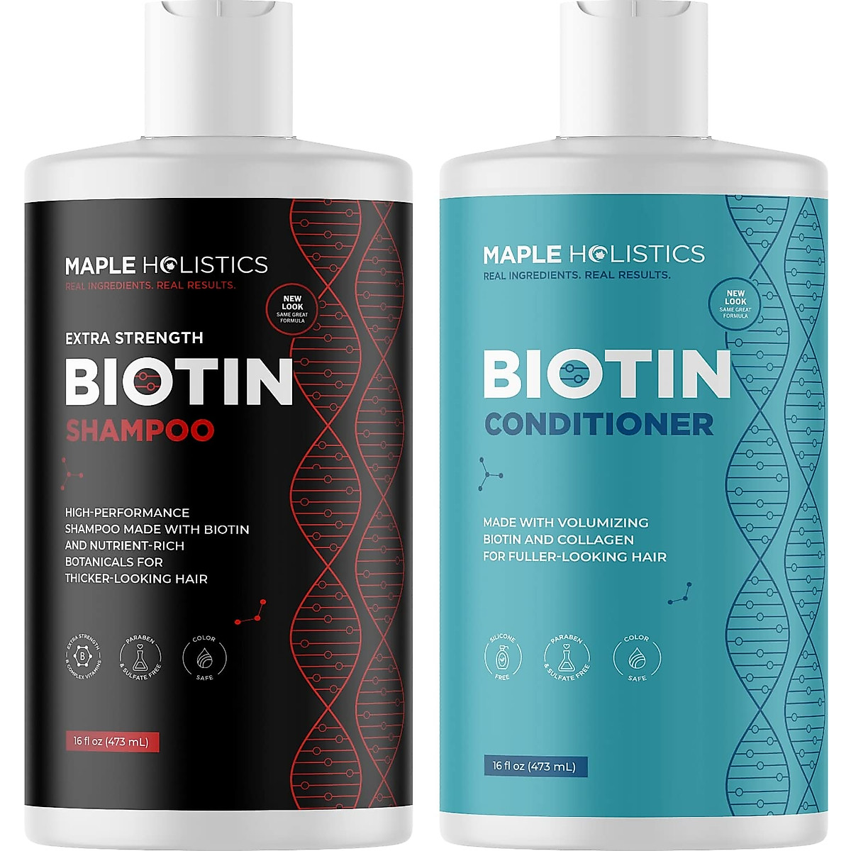 Extra Strength Biotin Shampoo and Conditioner - Volumizing Shampoo and Conditioner Set for Dry Damaged Hair - Moisturizing Biotin Collagen Hair Conditioner and Sulfate Free Shampoo for Thinning Hair