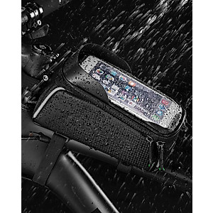 ROCKBROS Bike Phone Bag Bike Pouch Top Tube Bag Bicycle Front Frame Bag Waterproof Bike Accessories Bag Phone Holder Compatible with iPhone Xs Max 11 Pro Plus, Samsung S10