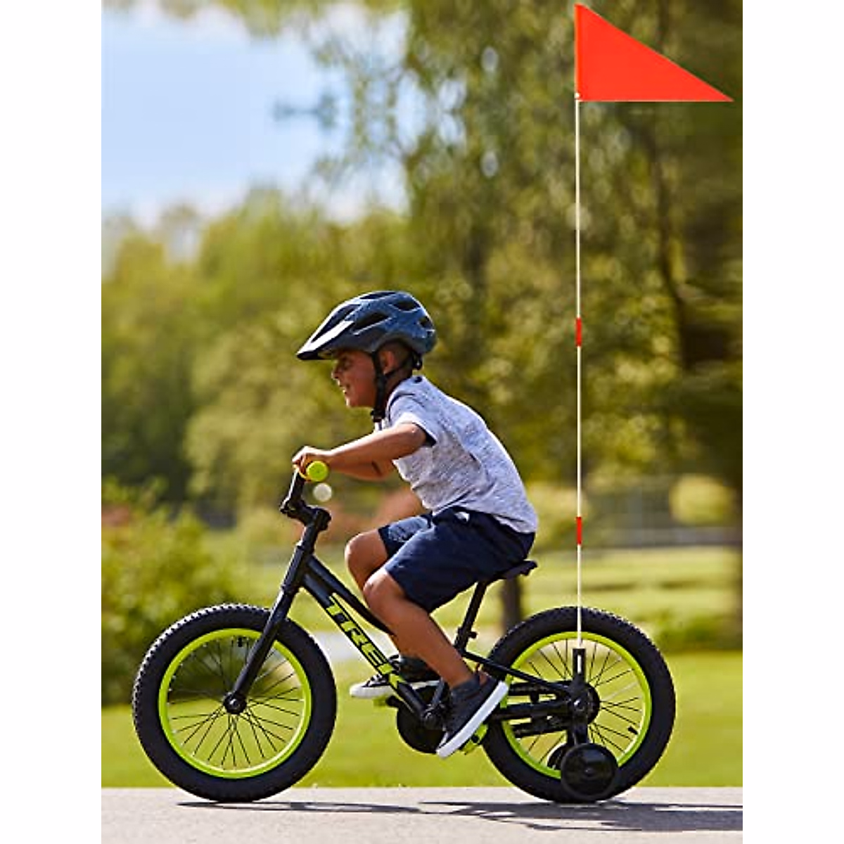 Uelfbaby Bike Safety Flag with Pole 6-Foot Adjustable Height Heavy Duty Fiberglass Pole Polyester Full Color Tear-Resistant Waterproof Orange Safety Flag