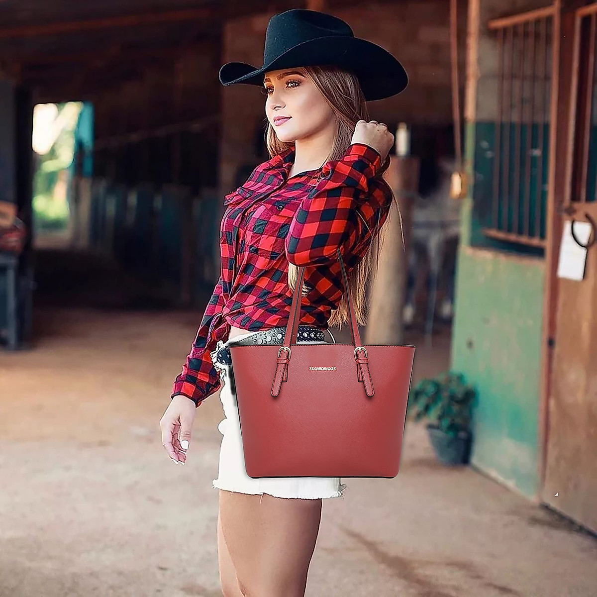 2pcs Tote Handbag Purse Set for Women Large Fashion Satchel Shoulder Laptop Bag MWC2-H030RD