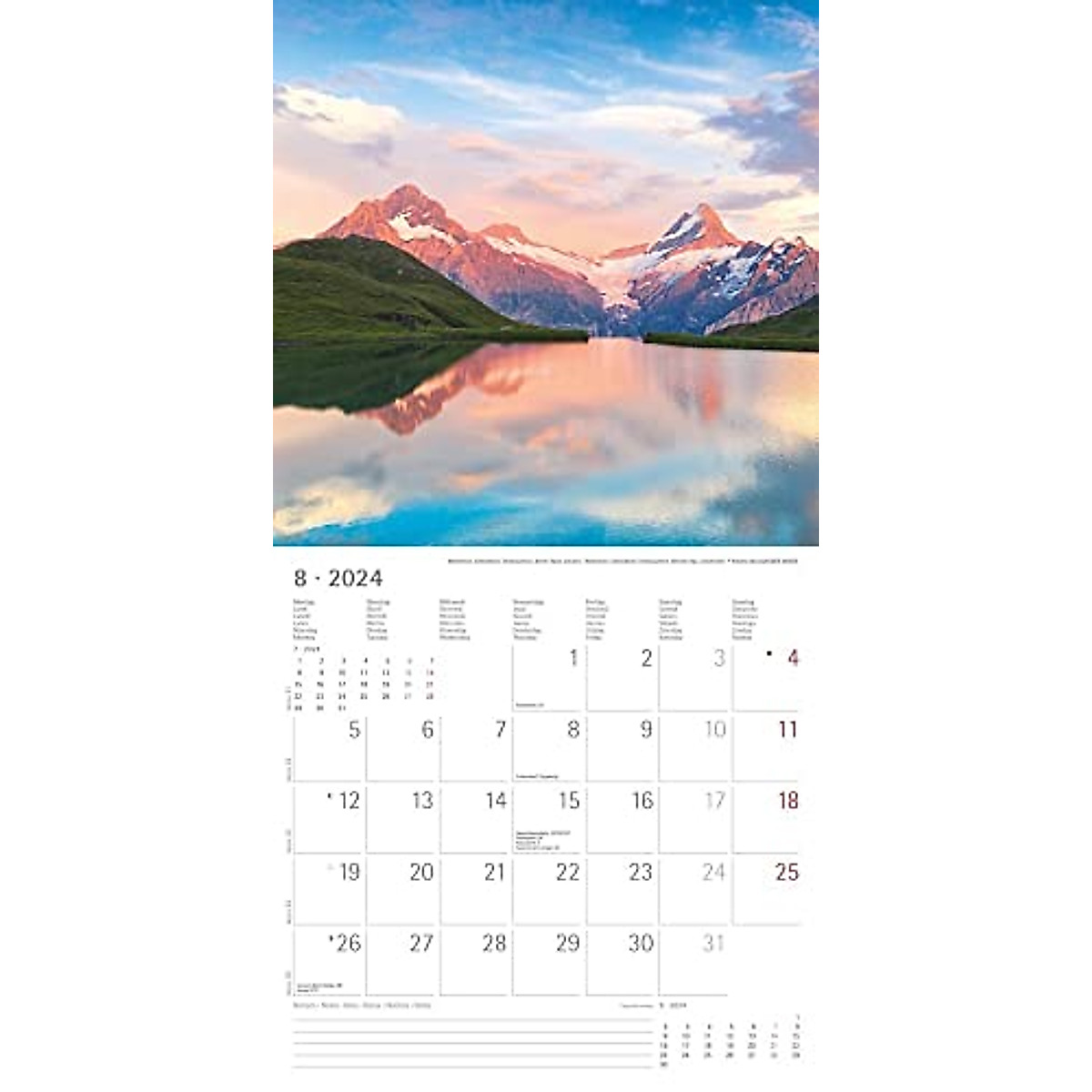 Alpen 2024 - Brochure Calendar 30 x 30 cm (30 x 60 Open) - Calendar with Space for Notes - The Alps - Picture Calendar - Wall Planner - Nature Calendar