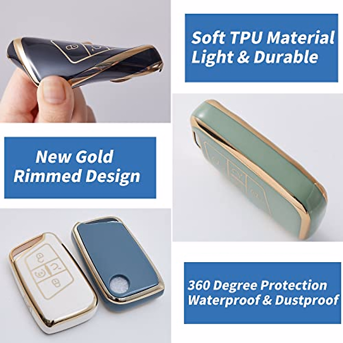 AKIYHIEI for Jeep Key Fob Cover Key Case for Grand Cherokee Renegade Chrysler Dodge RAM Durango Challenger Journey Smart Key (Green)