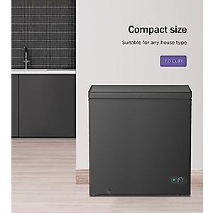 ADT Chest Freezer Free-Standing Top Door Freezers 6.8℉ to -4℉ (Matte Black, 7.0 Cubic Feet)