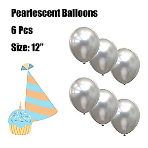 AOLOX Happy Birthday Banner Balloons Set Kids Party Decorations Kit (Silver)