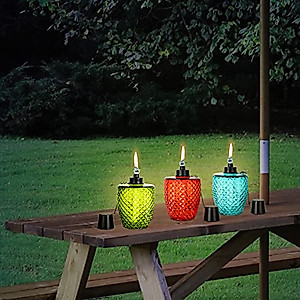 SODELIC Glass Table Torch,Citronella Tabletop Torches Backyard,Refillable Oil Torch for Outside,3 Pack Outdoor Pathway Torches with Wick for Landscape,Yard,Patio,Deck or Garden (Large Oil lamp)