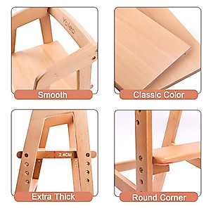 YOLEO High Chair Wooden for Toddlers Junior Childs, Sturdy Durable Dining Feeding Chair with Steps Grows with Child, Max 60kg (Natural Color)