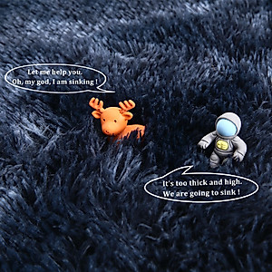 GAOMON 9x12 Fluffy Area Rugs or Bedroom Furry Rug for Living Room, Fuzzy Shag Fur Rug for Nursery Room Tie-Dyed Non-Skid Plush Throw Rug Shaggy Accent Rug for Indoor Home Floor Carpet, Dark Navy